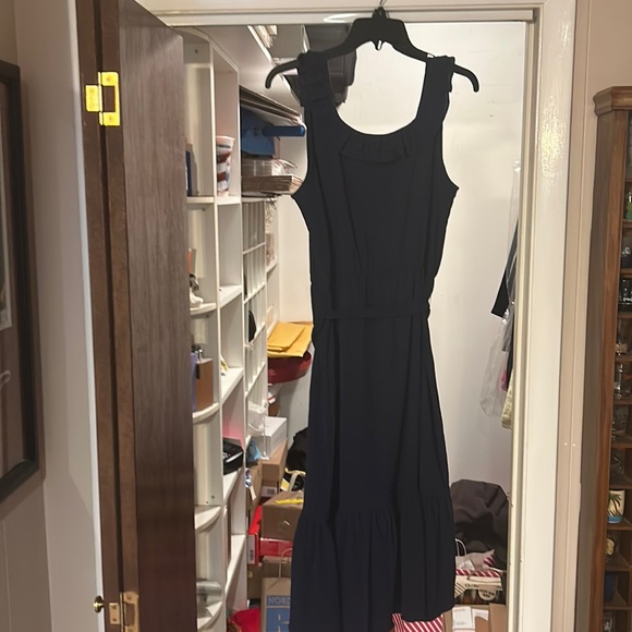 MICHAEL Michael Kors | Dresses | Blue Crepe Dress Ruffles Around Neck ...